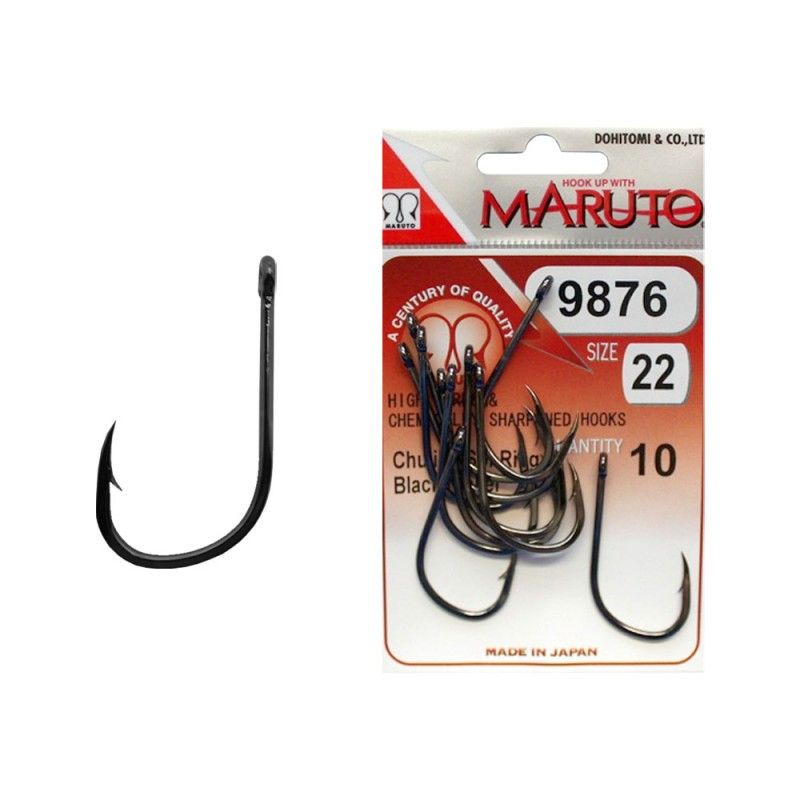 Ami Maruto 9876 Japan Hook Black Nickel con Occhiello 🛒Bazar Pesca